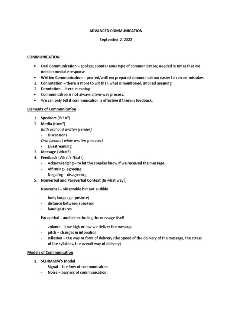 Advanced Communication: Key Elements, Models, and Theories for Understanding Effective Oral and ...