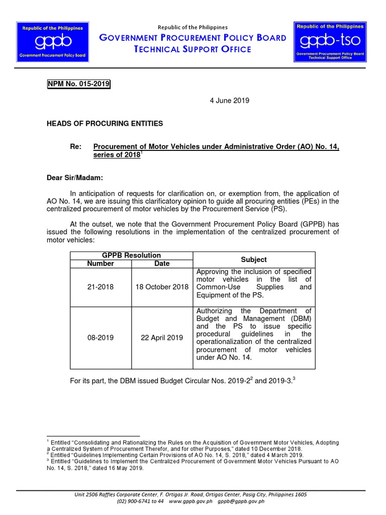 Guidelines for Motor Vehicle Procurement | PDF | Procurement | Vehicles