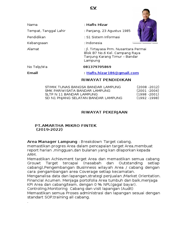 CV - Hafis Hizar | PDF