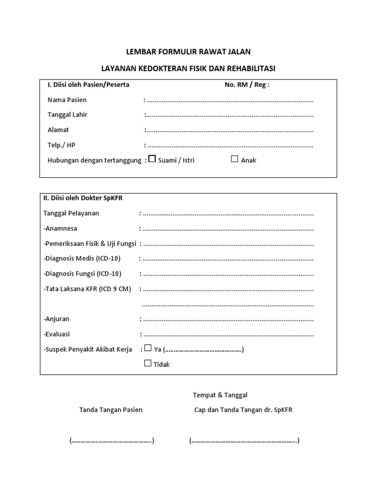 Lembar Formulir Rawat Jalan | PDF
