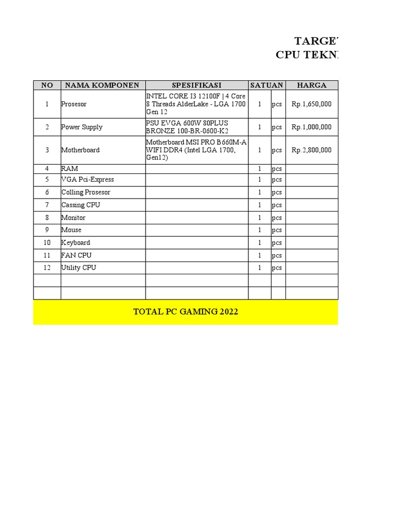 Daftar Harga Komputer 2022 - Tav | PDF | Computing | Computer Engineering
