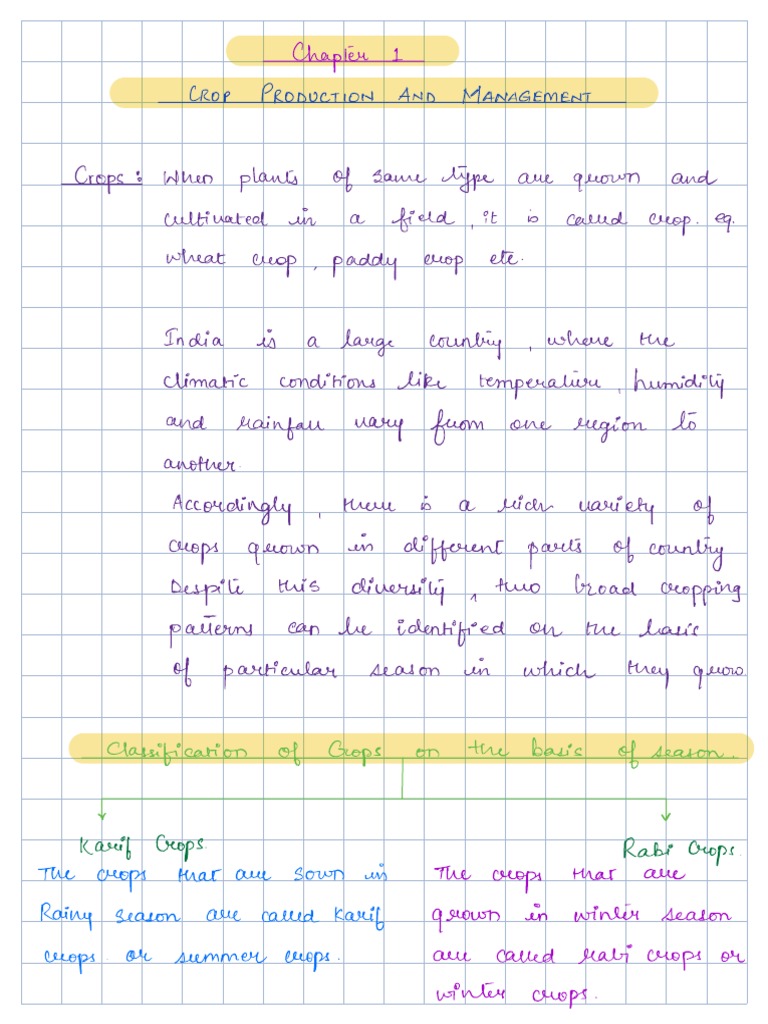 Crop Production and Manegment Notes Class 8 | PDF | Soil | Plough