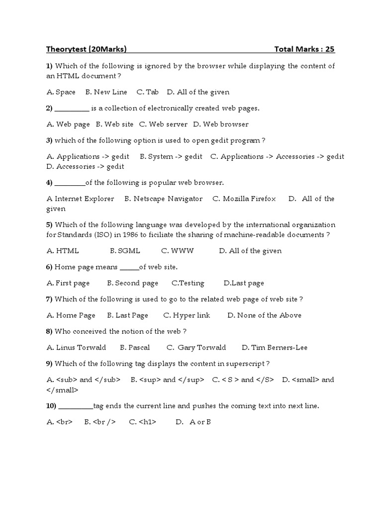 ch-1 Test | PDF | World Wide Web | Internet & Web