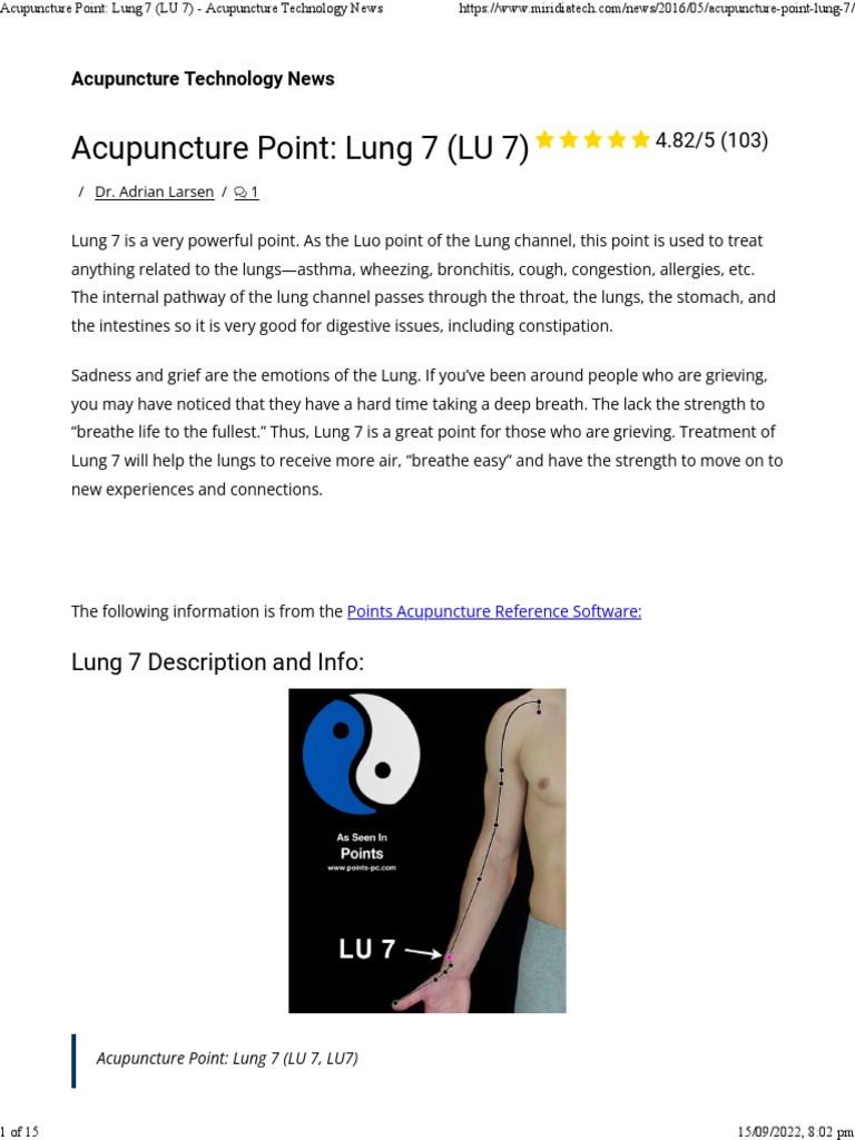 Acupuncture Point Lung 7 (LU 7) | PDF | Acupuncture | Traditional ...