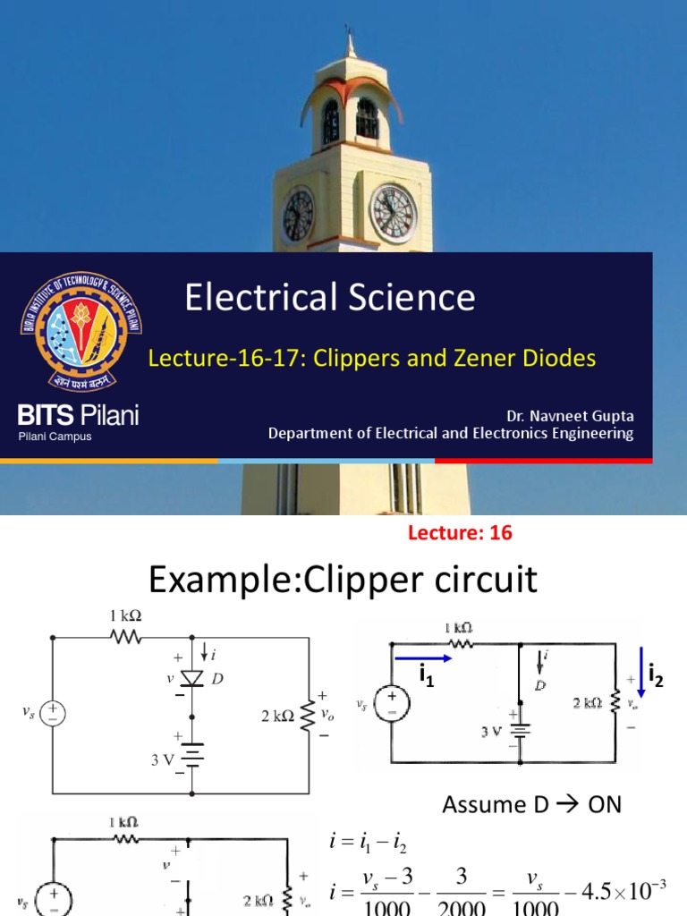 Lecture 16-17 - Clippers and Zener Diodes | PDF | Diode | Electric Power
