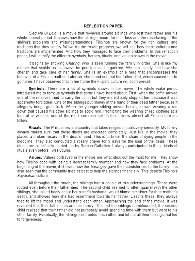 Reflection Paper | PDF | Funeral