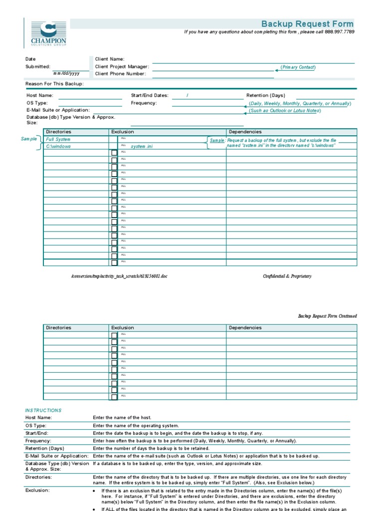 Backup Request Form Template | PDF | Backup | Microsoft Outlook