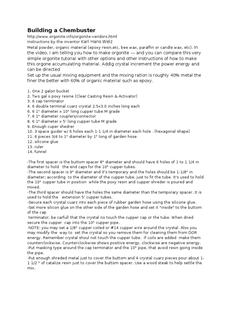 Building A Chem Buster | PDF | Wire | Nature