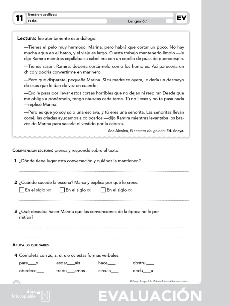 Control Anaya 6º Tema 11 Lengua | PDF | Lingüística