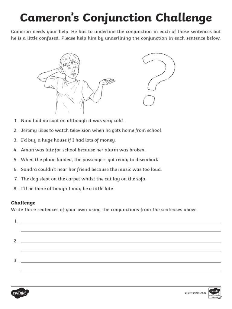 Conjunctions Practice and Challenge | PDF