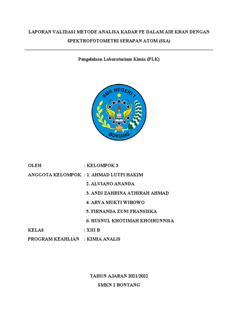 Validasi Analisis Kadar Besi dalam Air Kran dengan Spektrofotometri ...