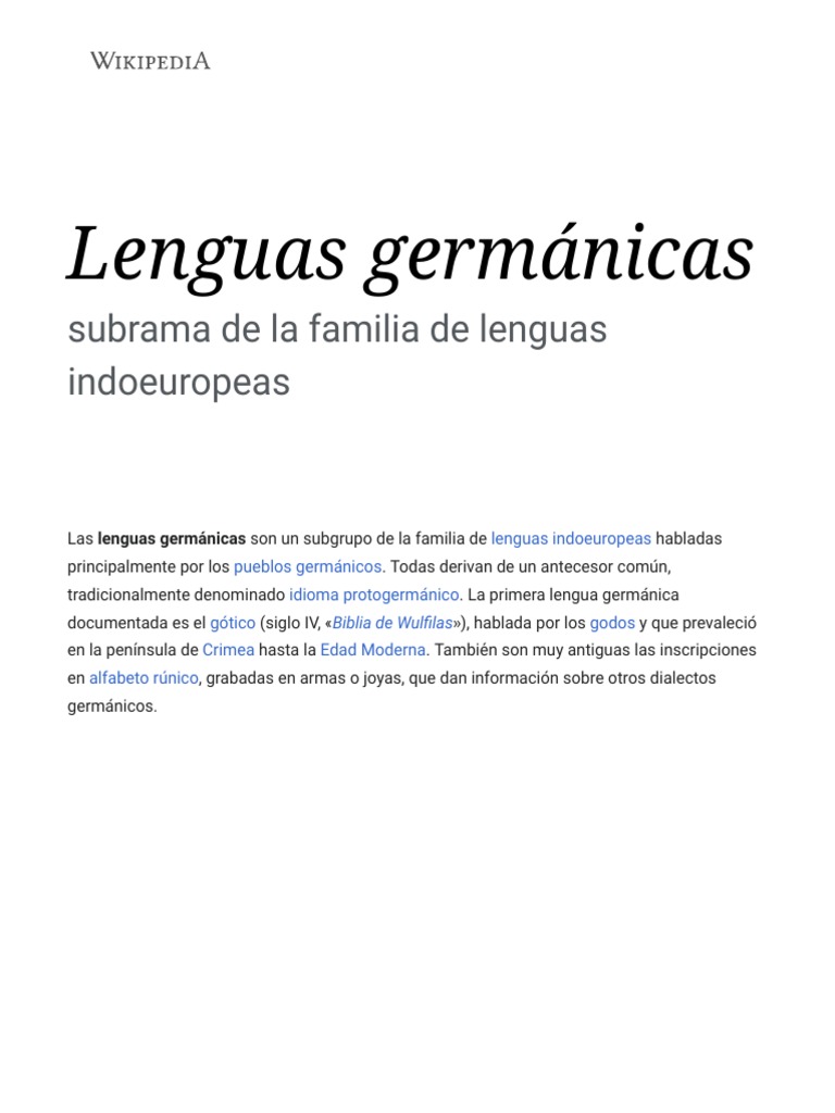 Lenguas Germánicas - Wikipedia, La Enciclopedia Libre | PDF | Grupos ...