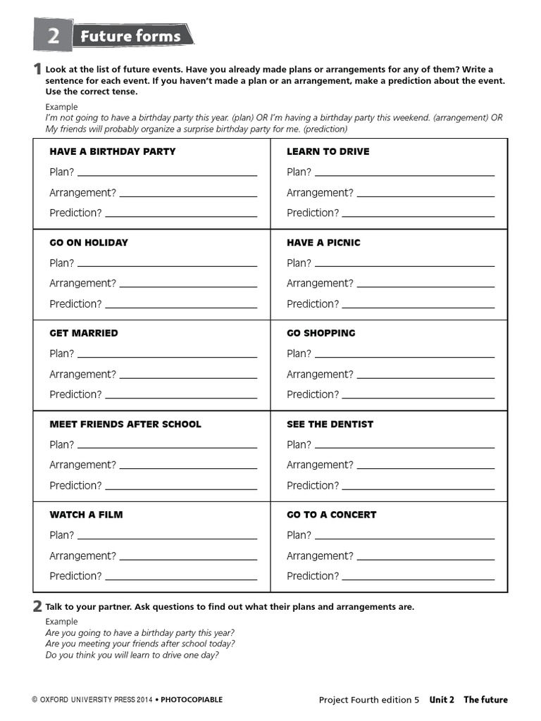 Project 4ed - Level 5 - Photocopiable Activities - Unit 2 | PDF | Thought