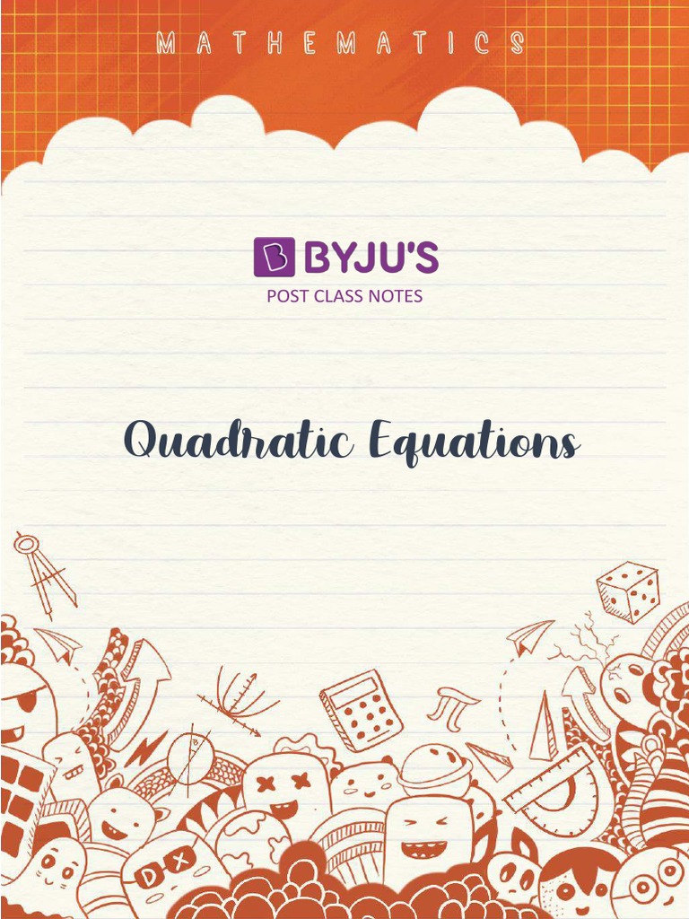 CBSE Class 10 Term 2 Quadratic Equation Study Notes | PDF