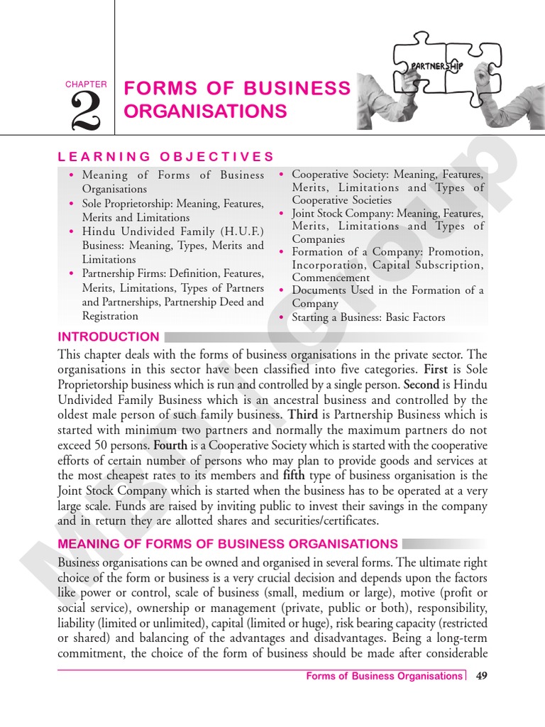 Types of Business Organizations Explained | PDF | Partnership | Sole ...