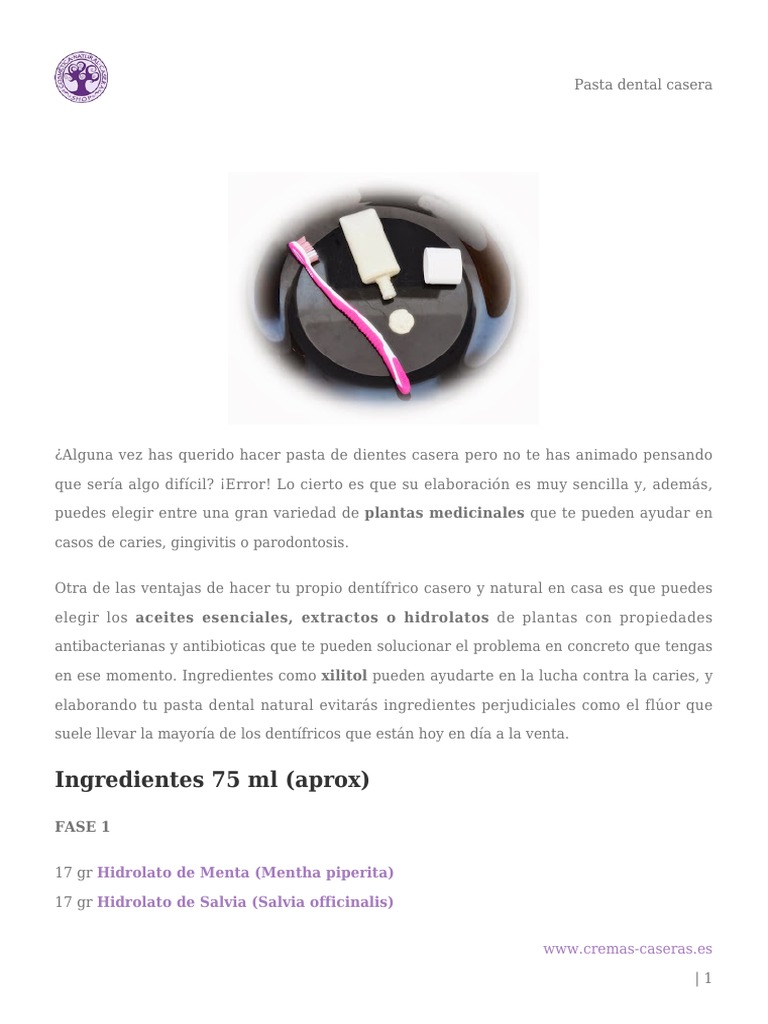 Pasta Dental Casera | PDF | Salud y bienestar