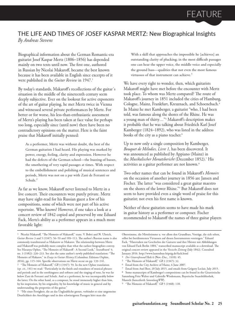 The Life and Times of Josef Kaspar Mertz - New Biographical Insigh ...
