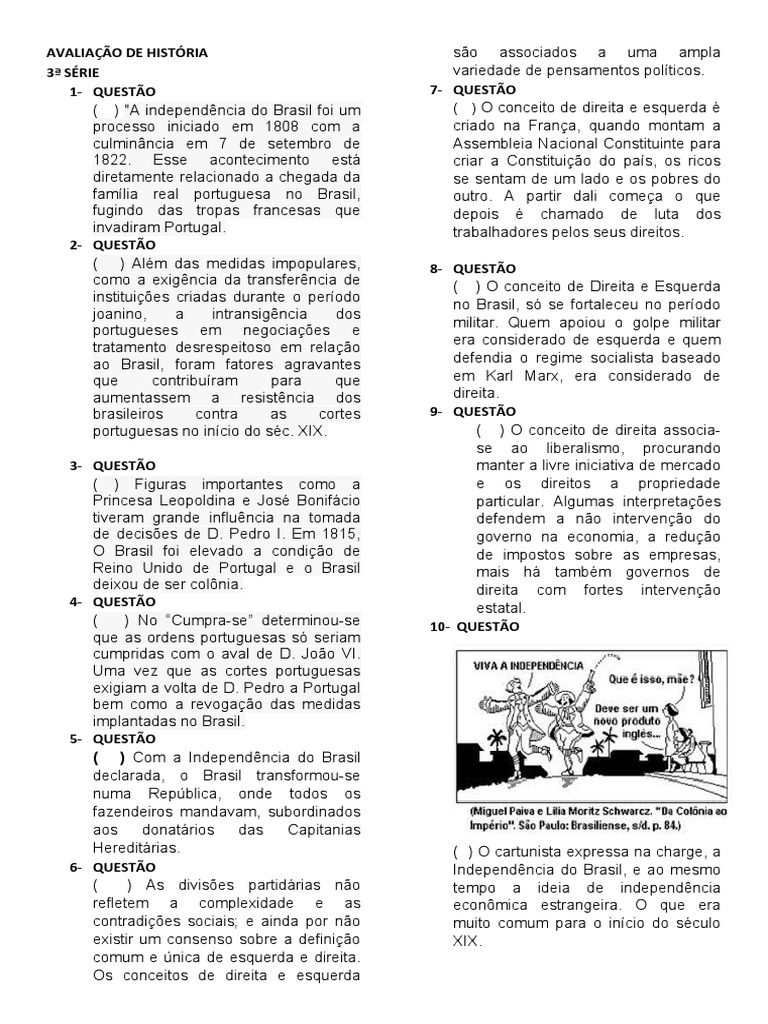 Aval. de Hist. 3º | Download Free PDF | Direita (ideologia política) | Brasil