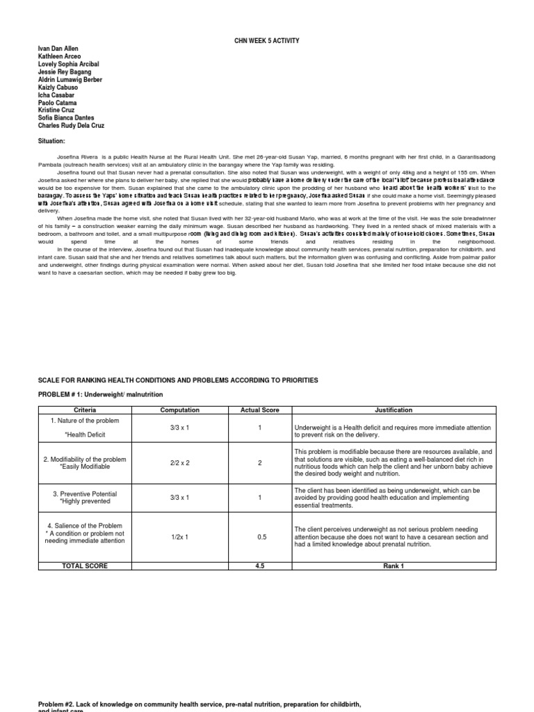 CHN Week 5 FNCP Activity | Download Free PDF | Low Birth Weight | Prenatal Development