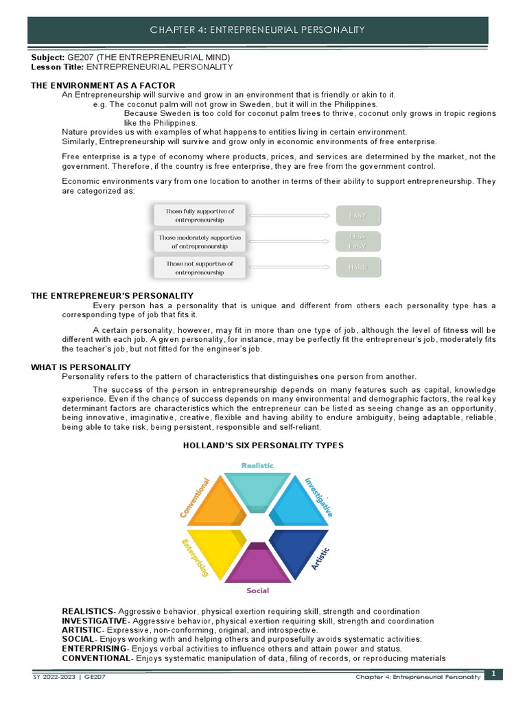 Understanding Entrepreneurial Personality | PDF | Entrepreneurship ...