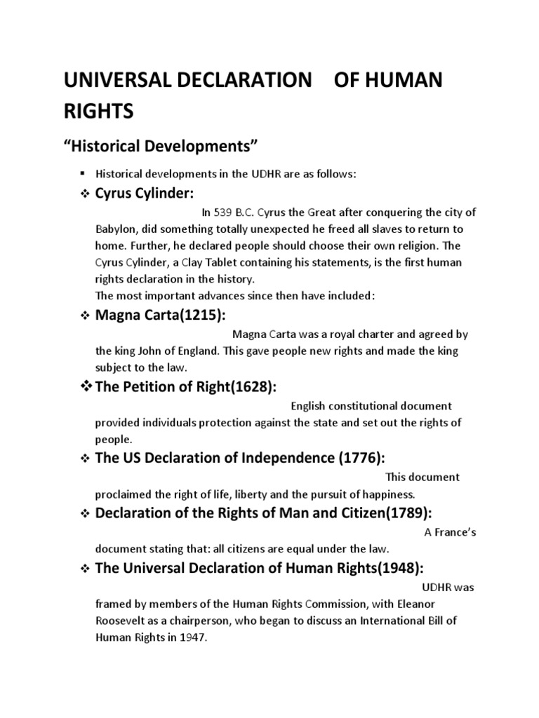 Universal Declaration of Human Rights: "Historical Developments" | PDF ...