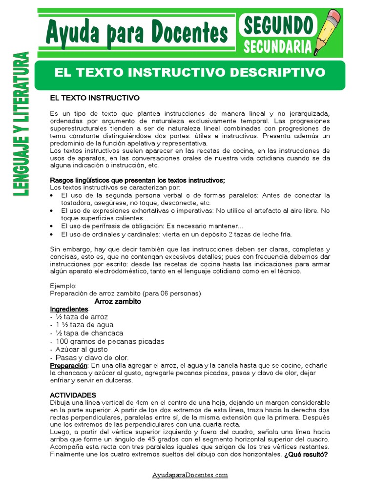 Guía para la elaboración de textos instructivos | PDF | Arroz | Adjetivo