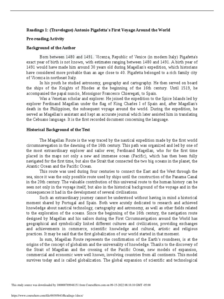 Firsthand Account of History: Analyzing Antonio Pigafetta's Eyewitness ...