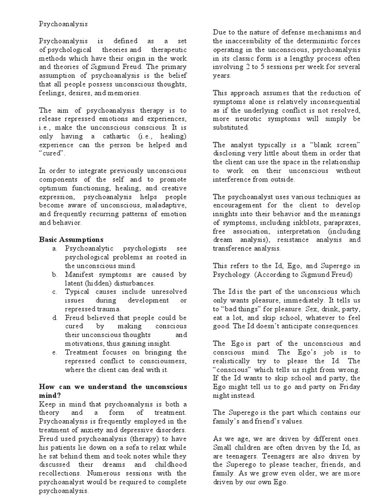 Psychoanalysis Pdf Psychoanalysis Id