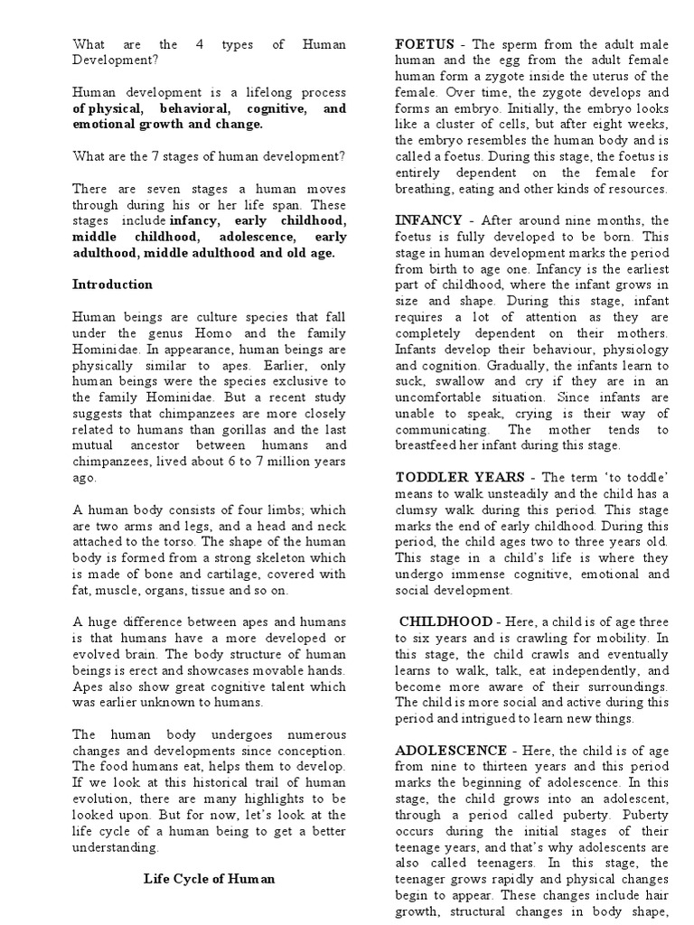 Four Types of Human Development | PDF