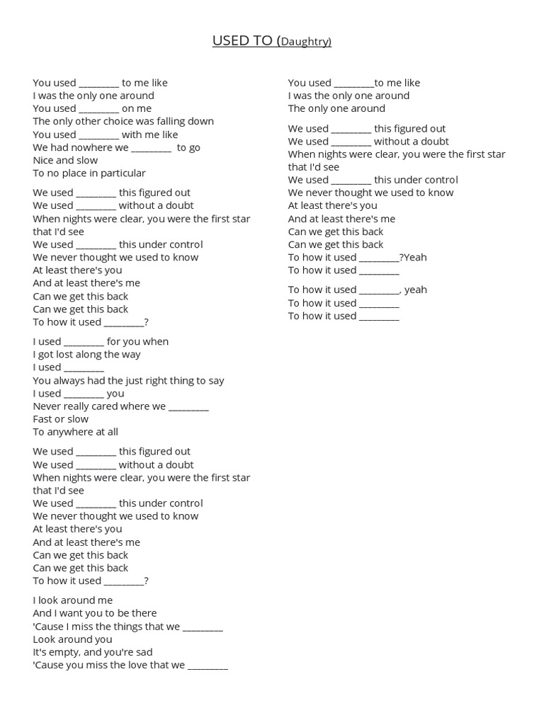 Ss USED TO Daughtry Song | PDF