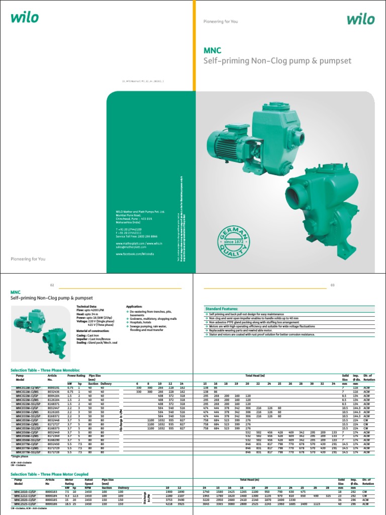 Wilo 455165 | PDF | Pump | Mains Electricity