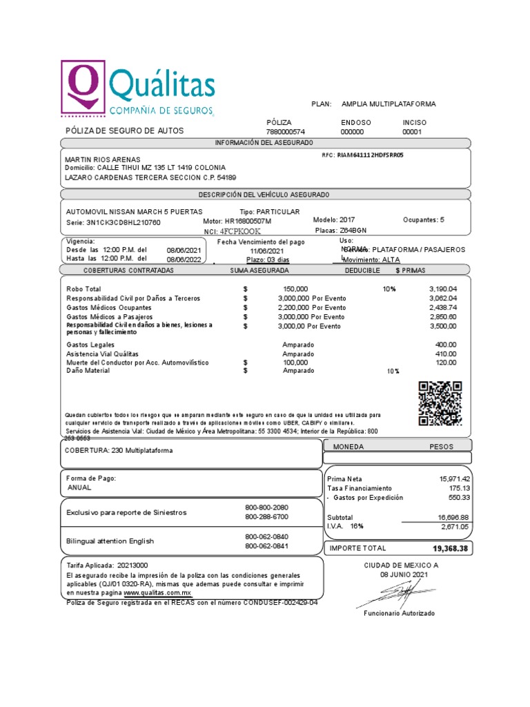 Seguros Qualitas 1 | PDF | Póliza de seguros | Seguro
