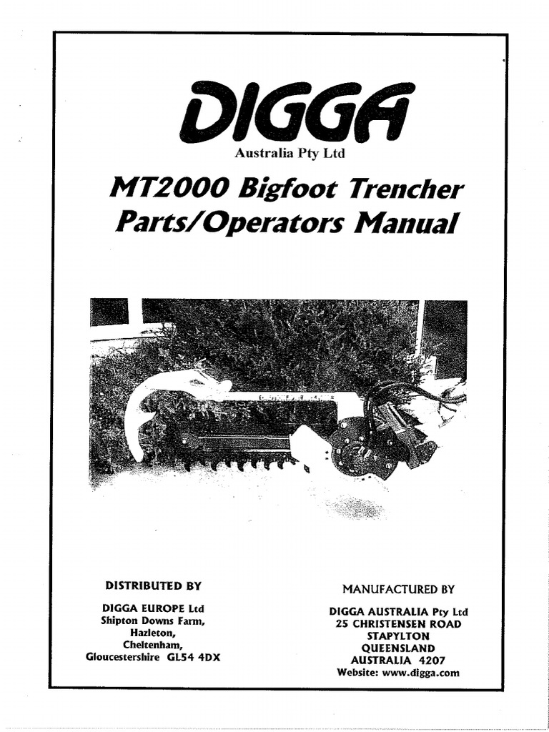 Operators Parts Manual Trencher Digga | PDF