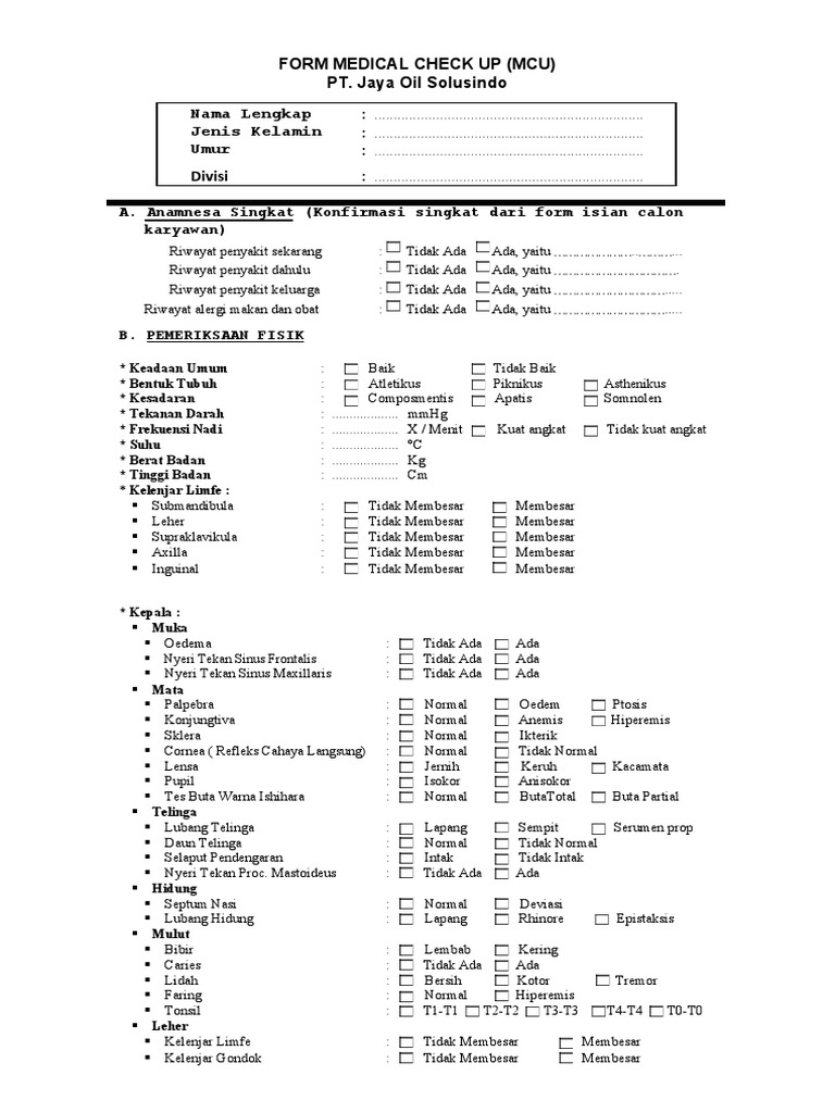 Form Pemeriksaan Fisik | PDF
