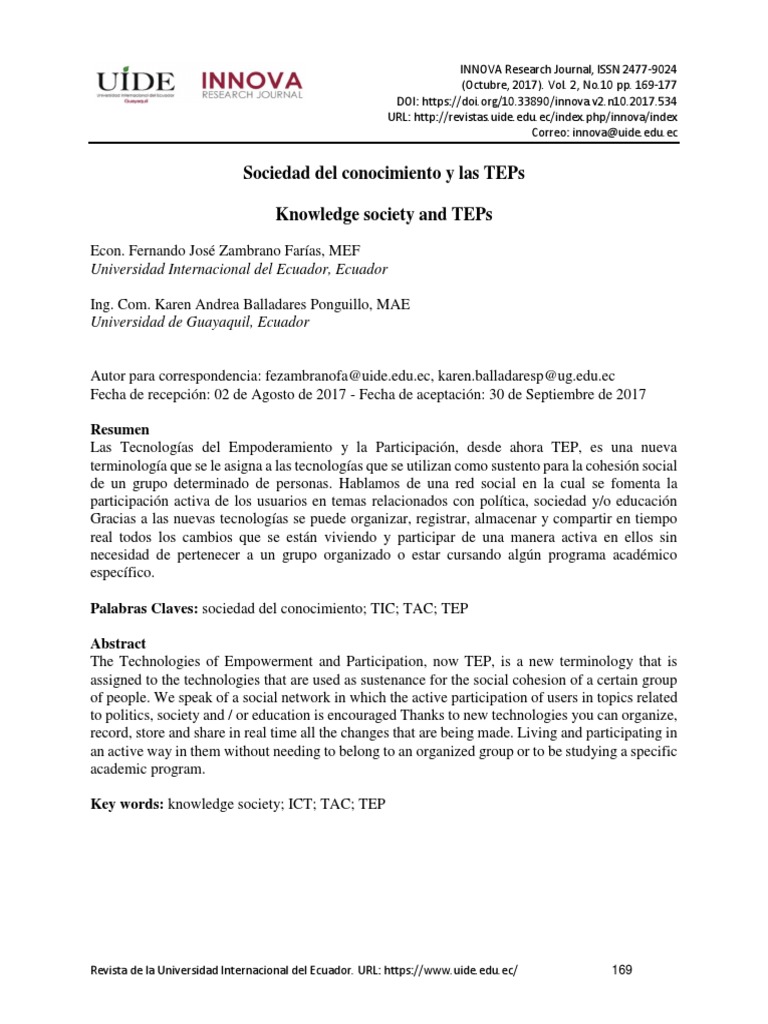Articulo Tep | PDF | Sociedad | Conocimiento