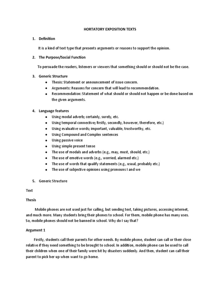 Hortatory Exposition Texts | PDF | Argument | Mobile Phones