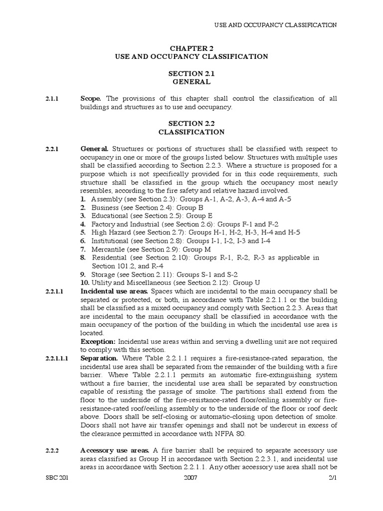 Use and Occupancy Classification Section 2.1 General | PDF | Civil Engineering | Building