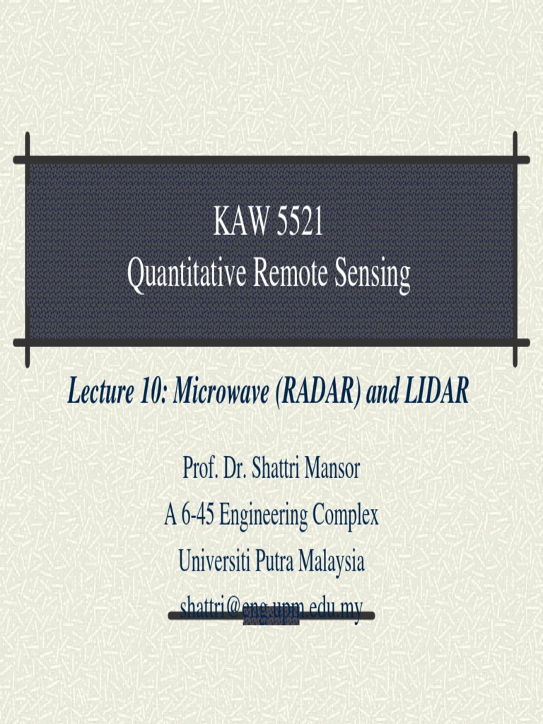 8 - RADAR and LIDAR | PDF | Lidar | Radar