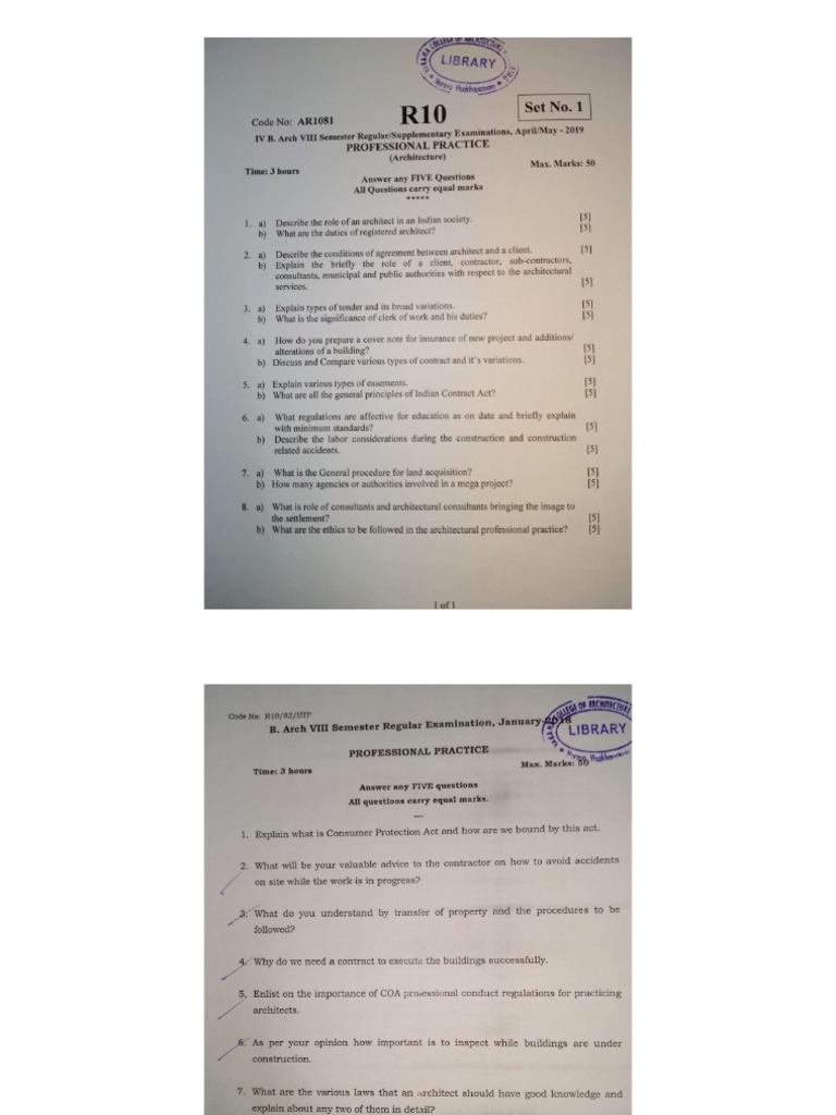 8th sem-professional practice-old question papers | PDF