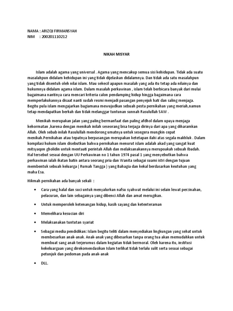 Nikah Misyar Arizqi | PDF | Hukum | Agama & Spiritualitas