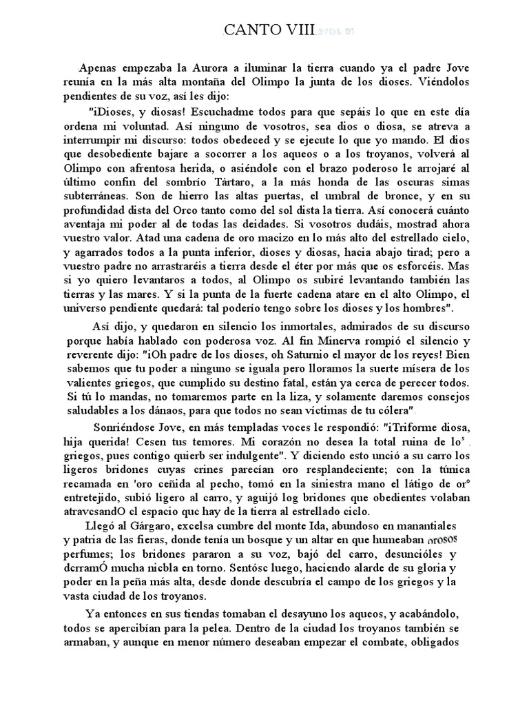 Canto VIII Ilíada | PDF | Héctor | Troya