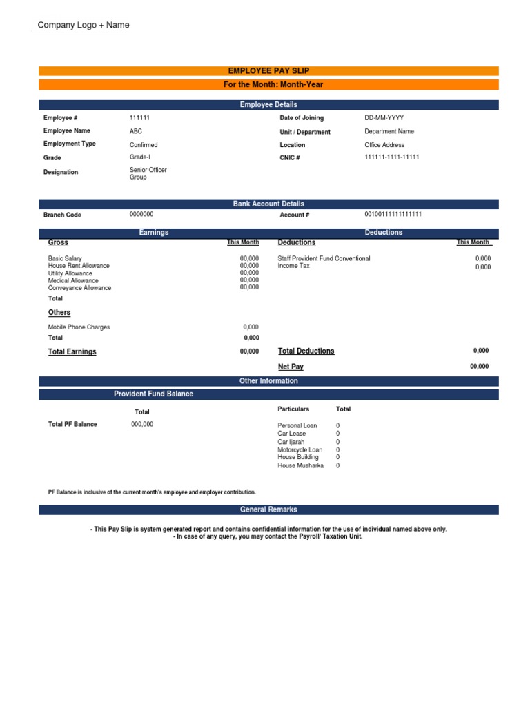 Salary Slip Report Specimen | PDF | Paycheck | Payments