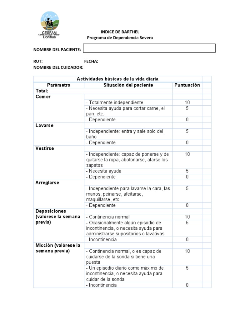 Indice de Barthel | PDF | Medicina CLINICA