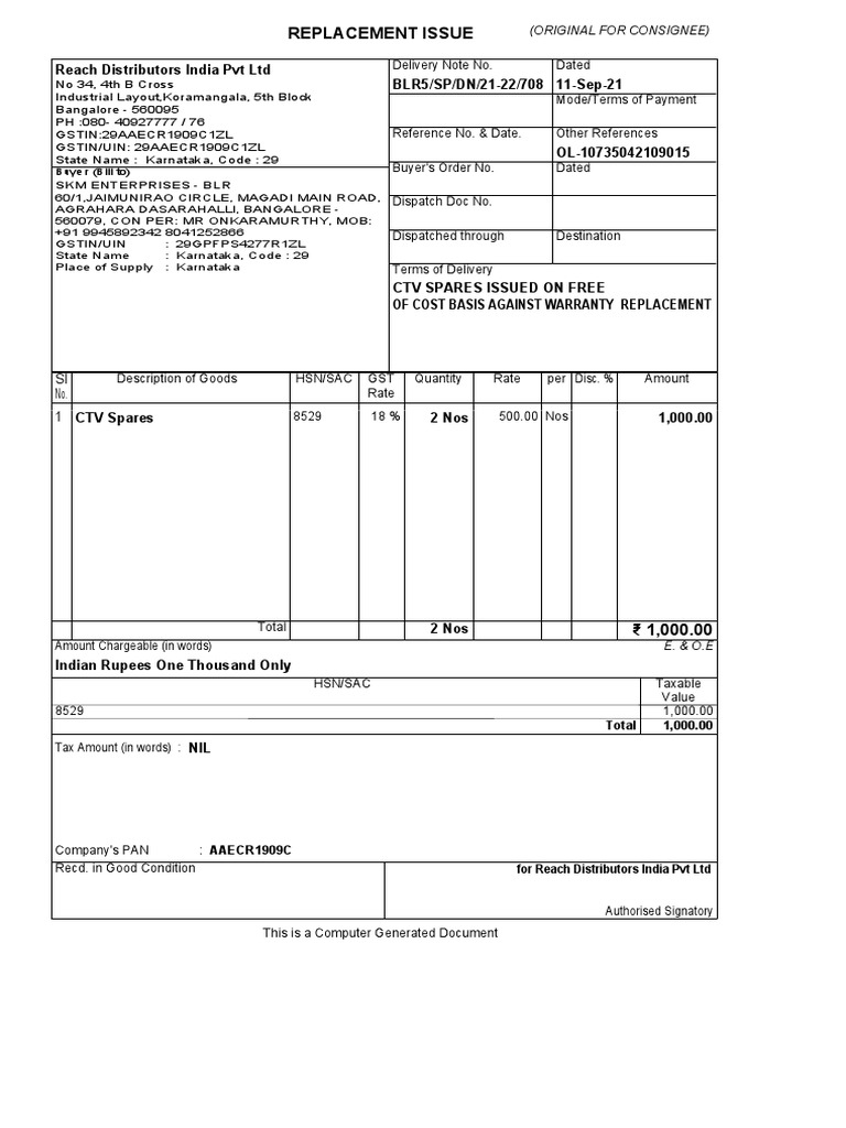 DN No 708 SKM ENTERPRISES - BLR | PDF | Government | Economies