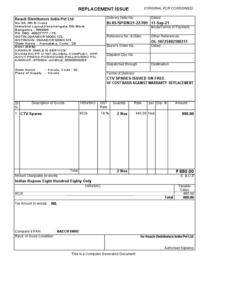 DN No 709 KANNUR SMILE N SERVICE | PDF | Economy Of India | Public Law