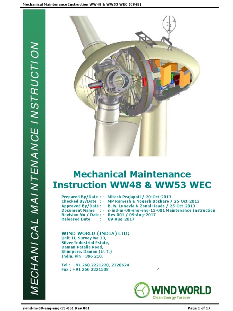 Mechanical Maintenance Instruction of WW48 & WW53 - CS48 | PDF | Screw ...