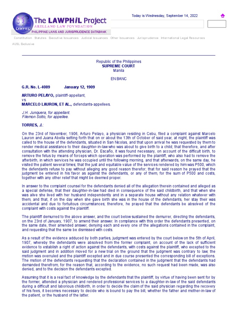 Case 2 - Pelayo Vs Lauron | PDF | Demurrer | Legal Concepts