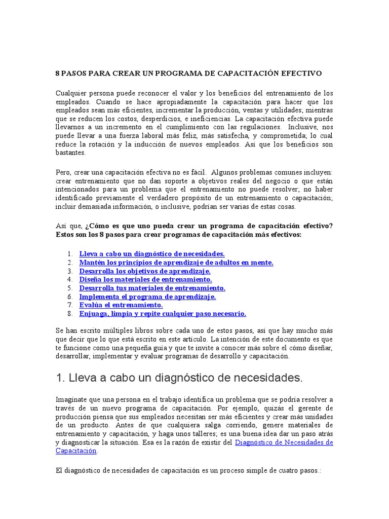 8 Pasos para crear un programa de capacitación efectivo | PDF