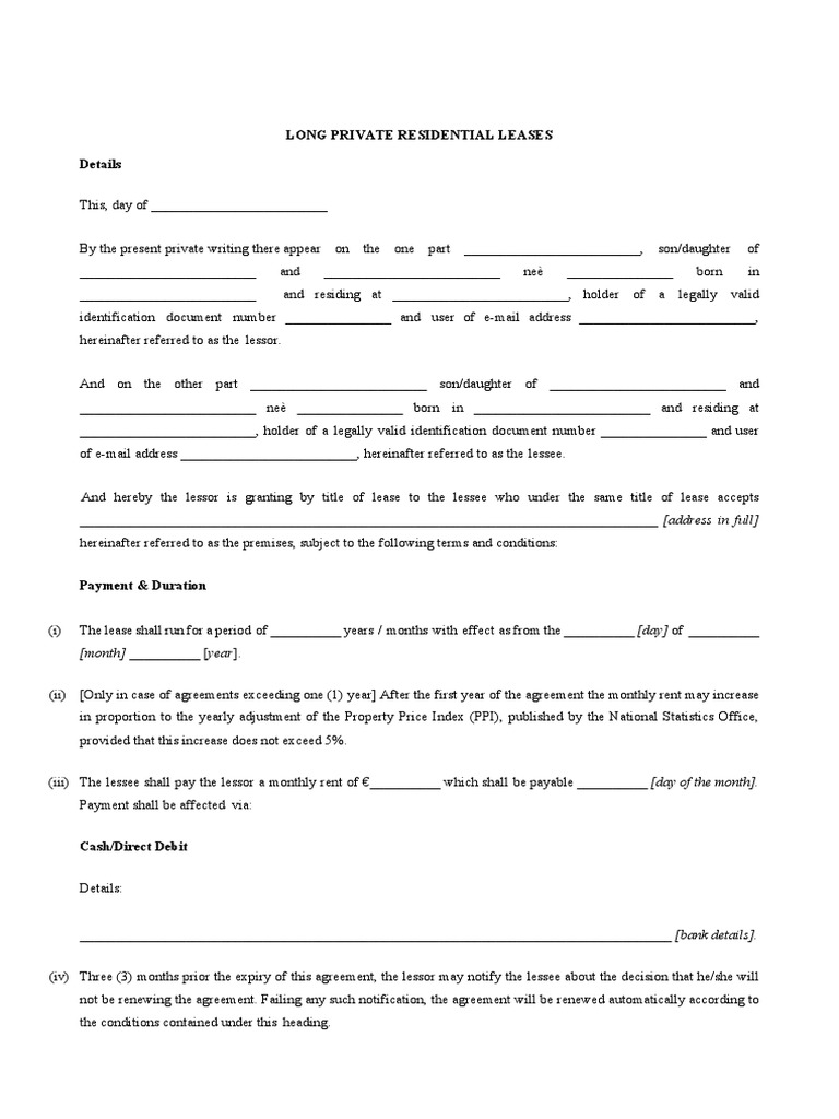 Long Private Residential Leases | PDF | Lease | Business Law