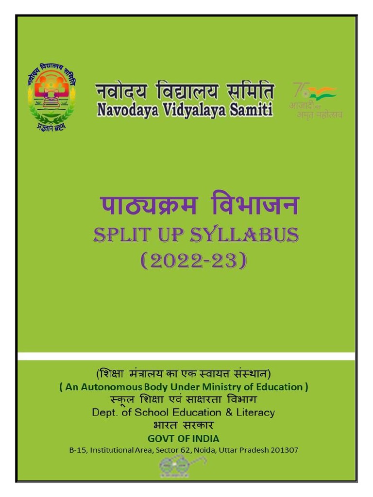 Splitup Syllabus - 2022-23 - Final | PDF